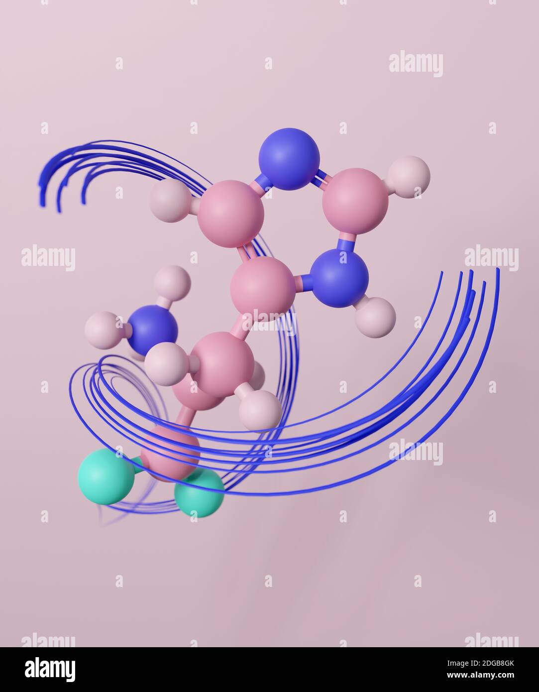 Histidine (l-histidine, his, H) amino acid molecule. 3D rendering. Ball ...