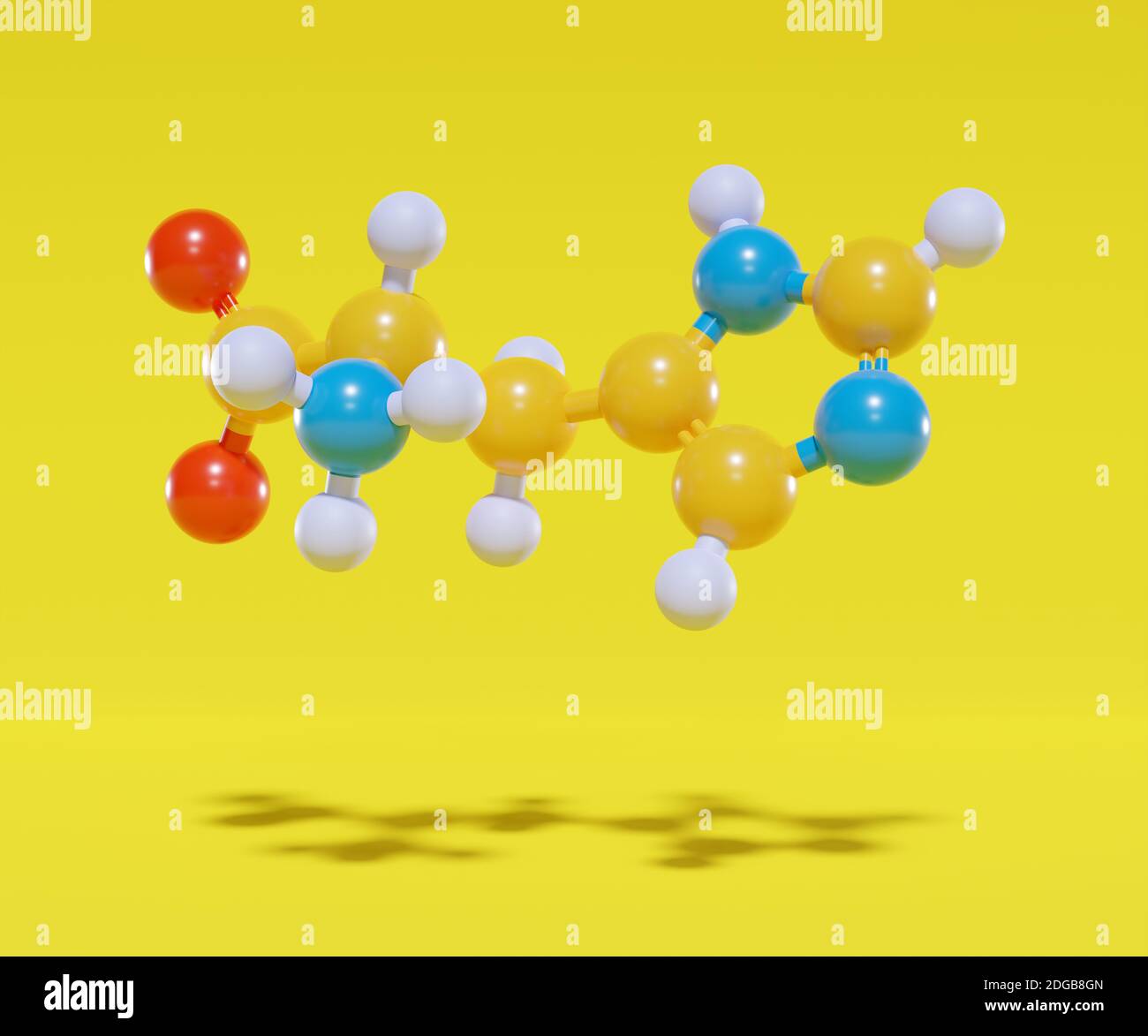 Histidine (l-histidine, his, H) amino acid molecule. 3D rendering. Ball ...