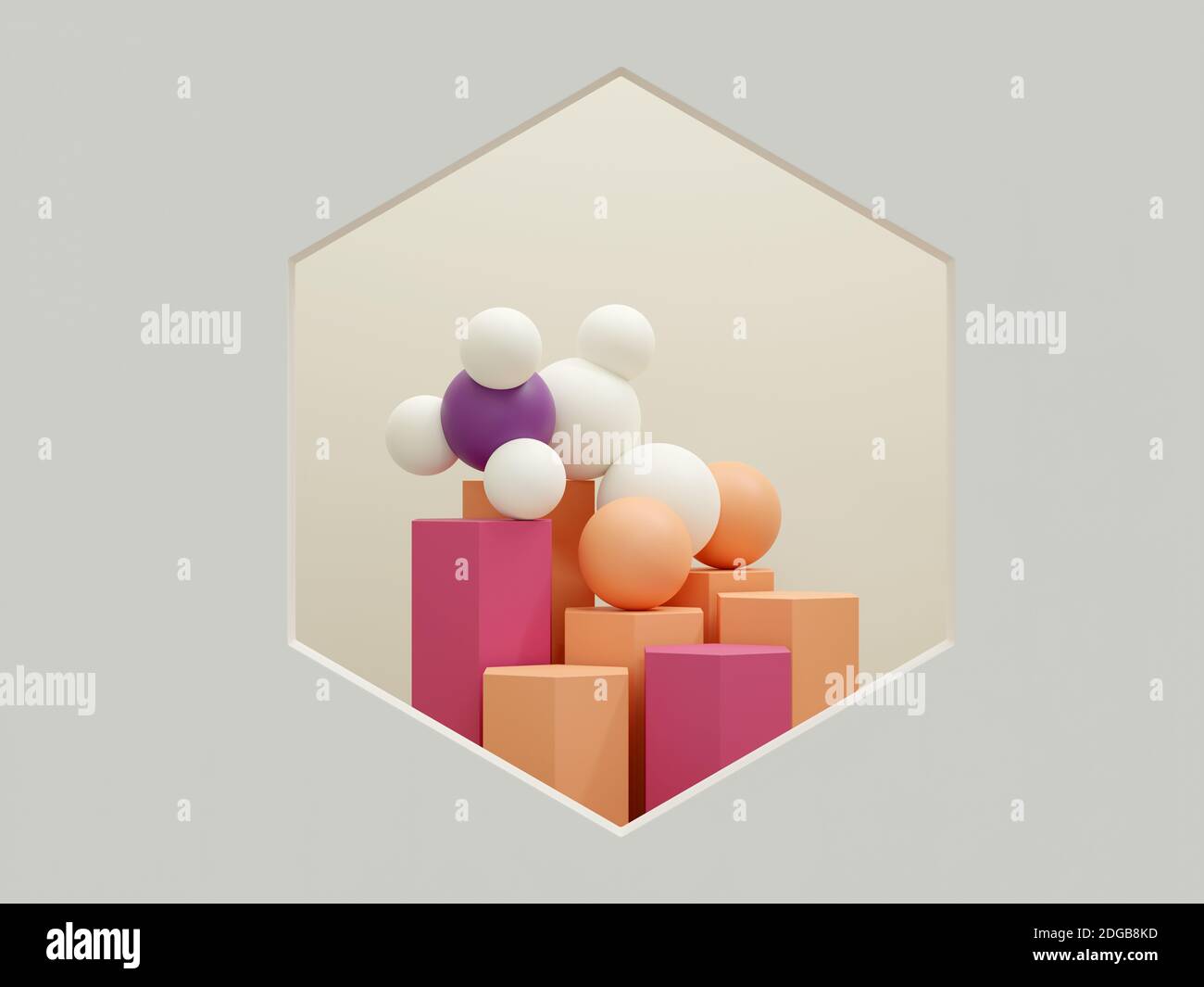 Glycine (Gly, G) amino acid molecule. 3D rendering. Ball and stick ...