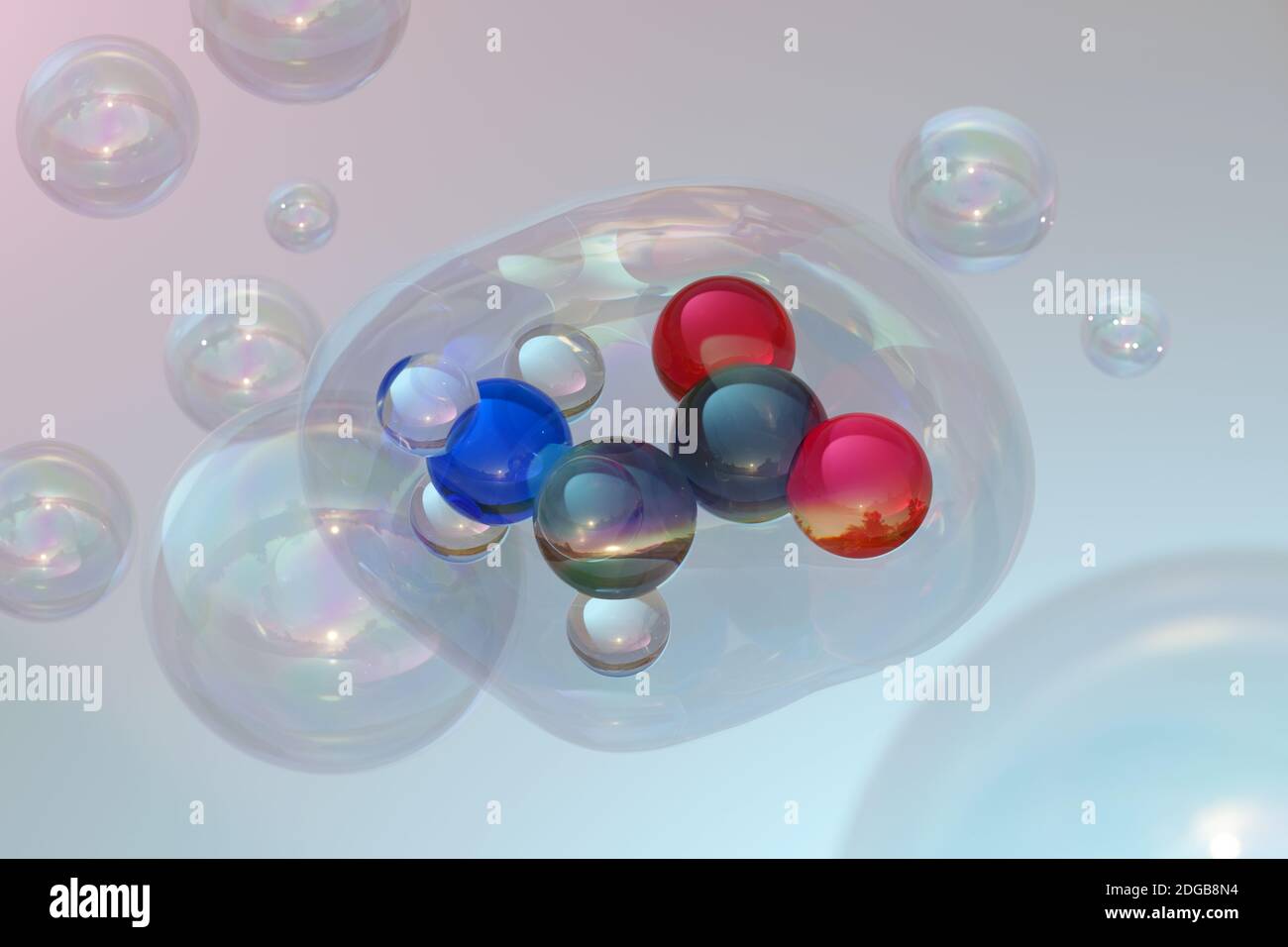 Glycine (Gly, G) amino acid molecule. 3D rendering. Atoms are ...