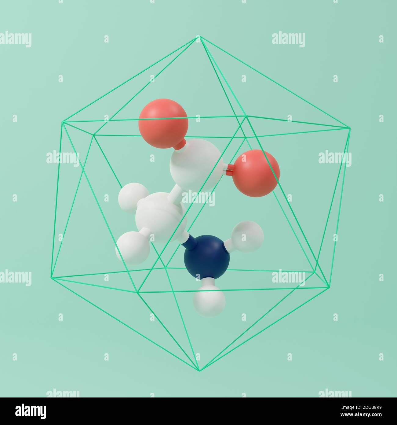 Glycine (Gly, G) amino acid molecule. 3D rendering. Ball and stick ...