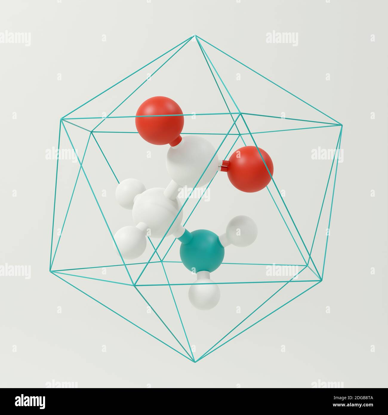 Glycine (Gly, G) amino acid molecule. 3D rendering. Ball and stick ...