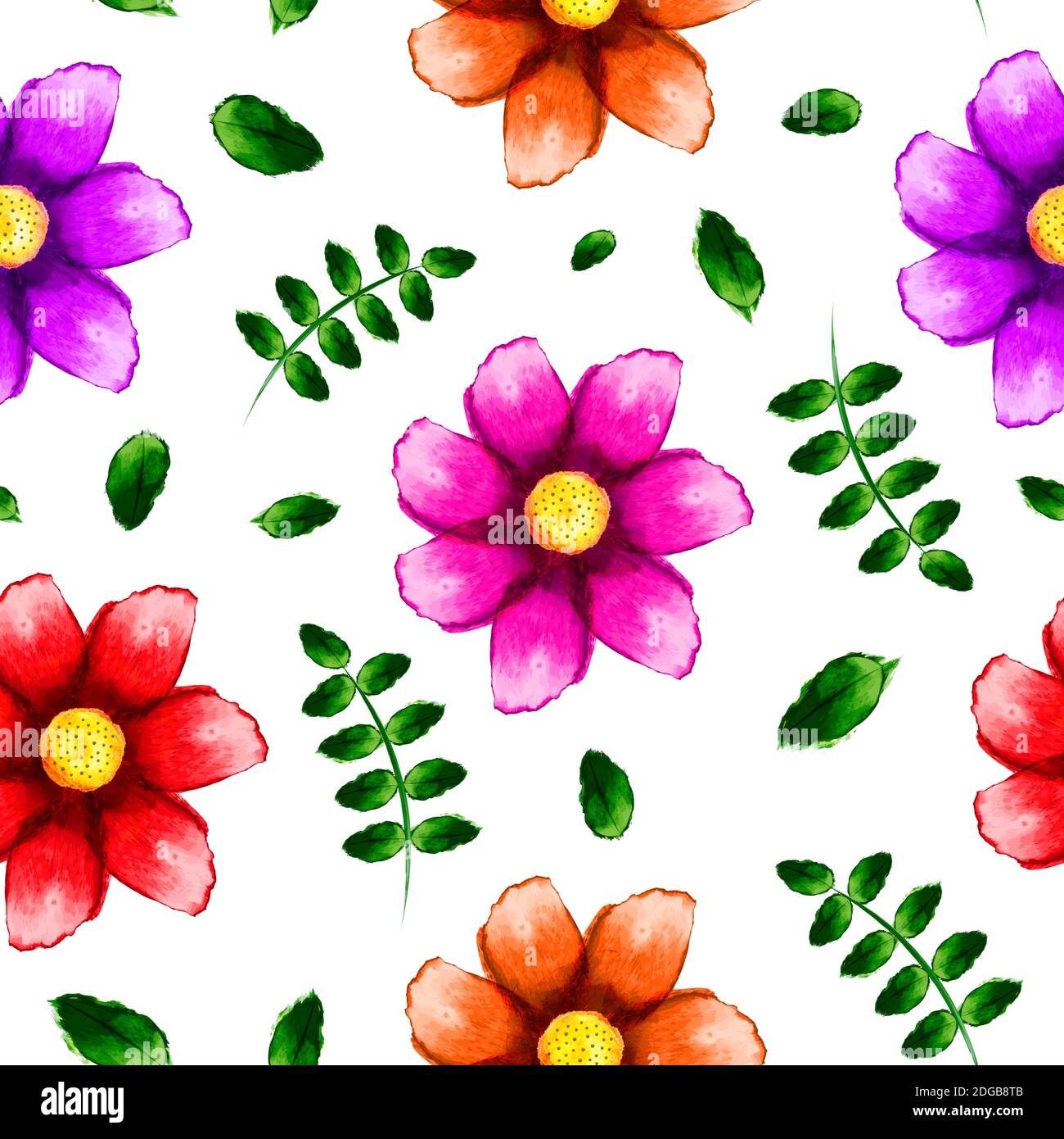 Watercolor floral seamless pattern Stock Photo - Alamy