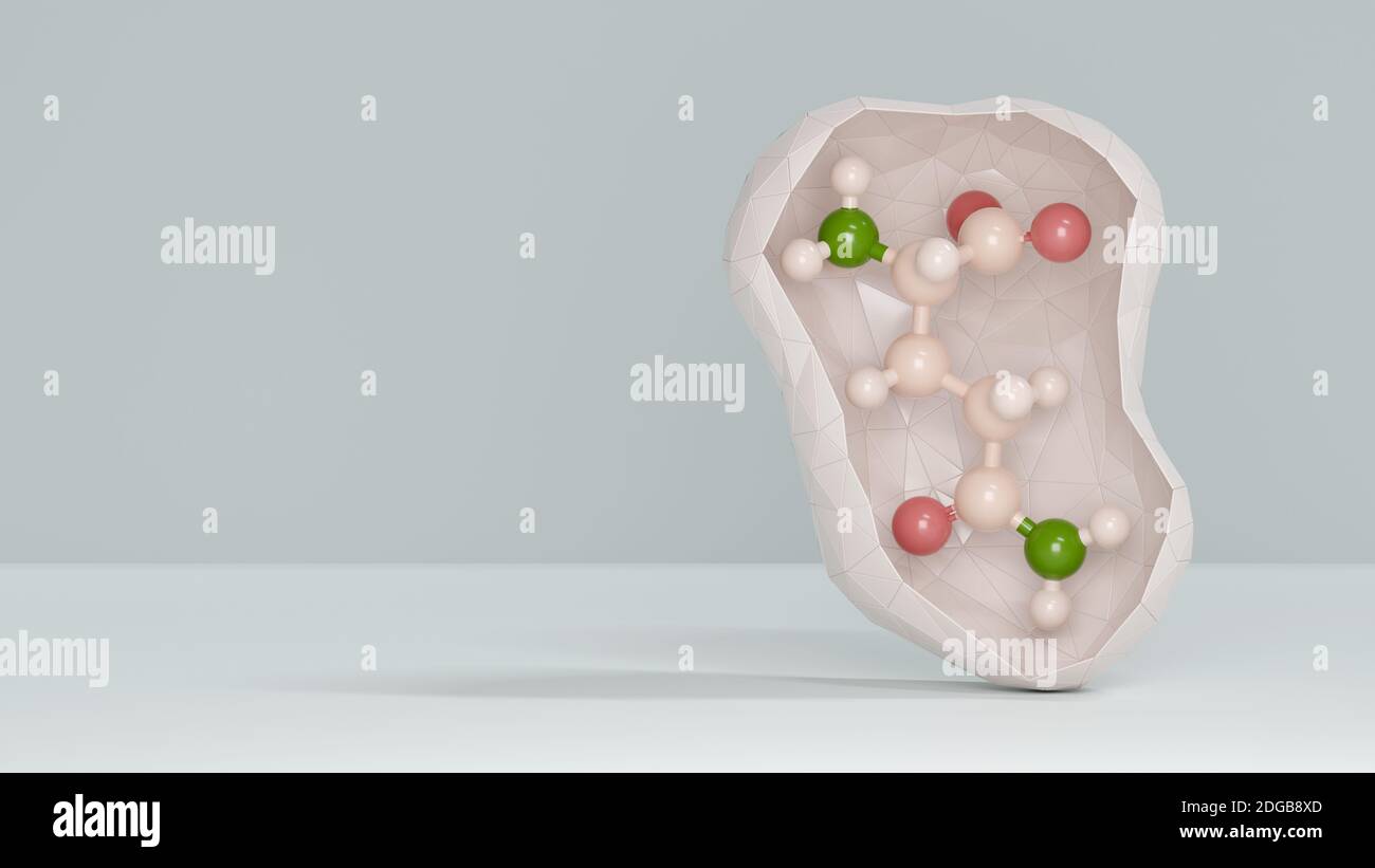 Glutamine (l-glutamine, Gln, Q) amino acid molecule. 3D rendering. Ball ...