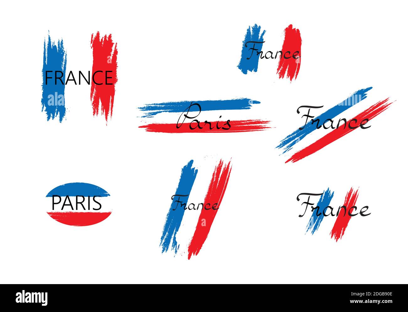 French flag with handwritten lettering France brush stroked national ...