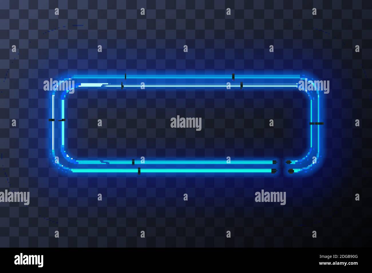 Blue neon rectangle frame, template on transparent background Stock ...