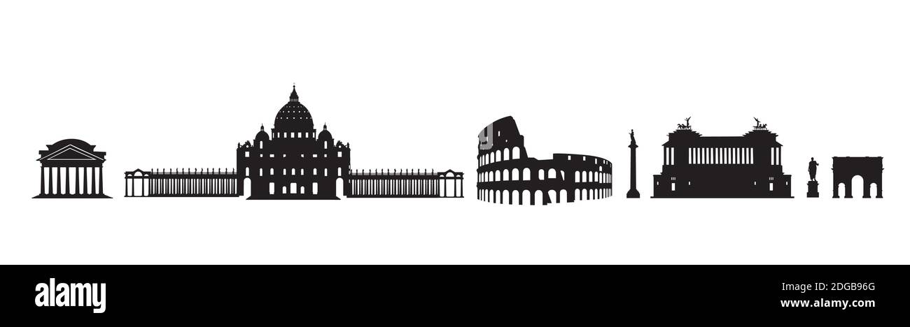 Rome travel architectural landark set. Italian famous places. Building ...