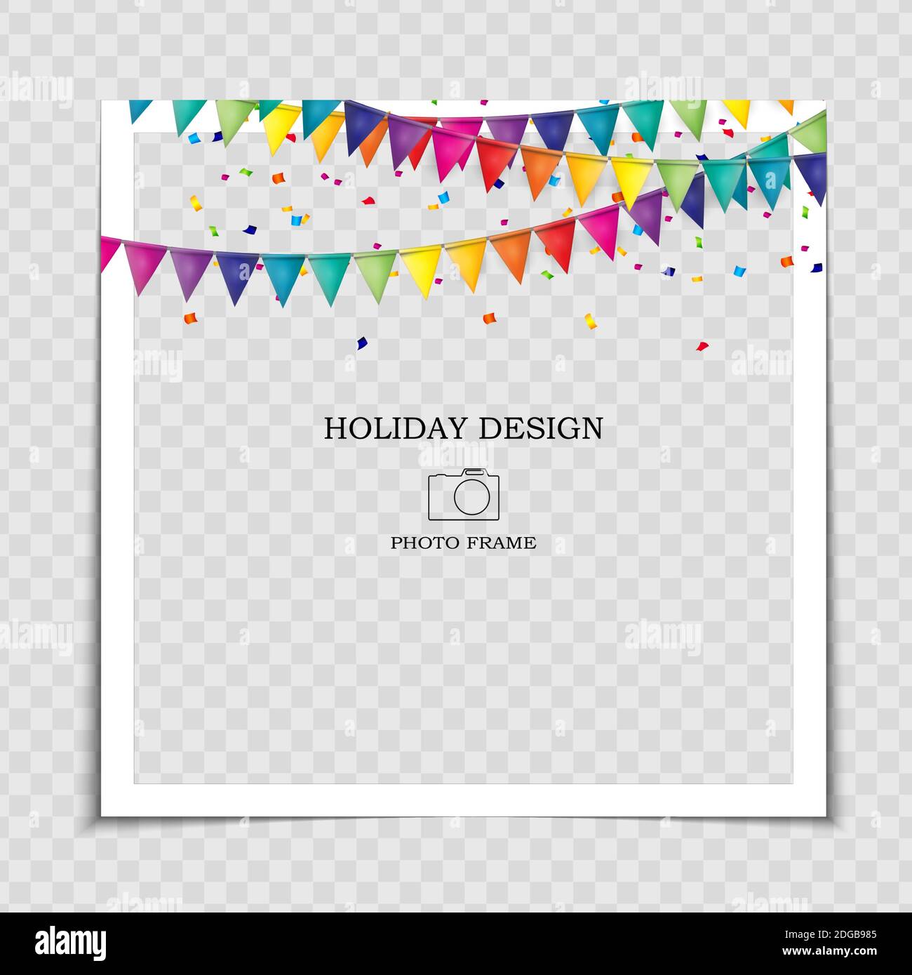 Party Holiday Photo Frame Template with flags for post in Social ...