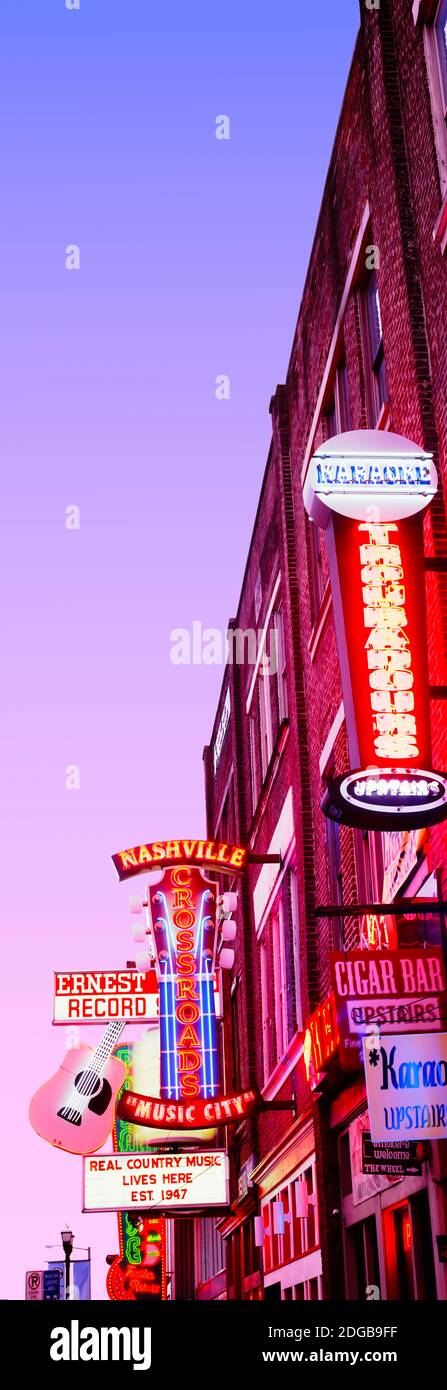 Neon signs at dusk, Nashville, Tennessee, USA Stock Photo - Alamy