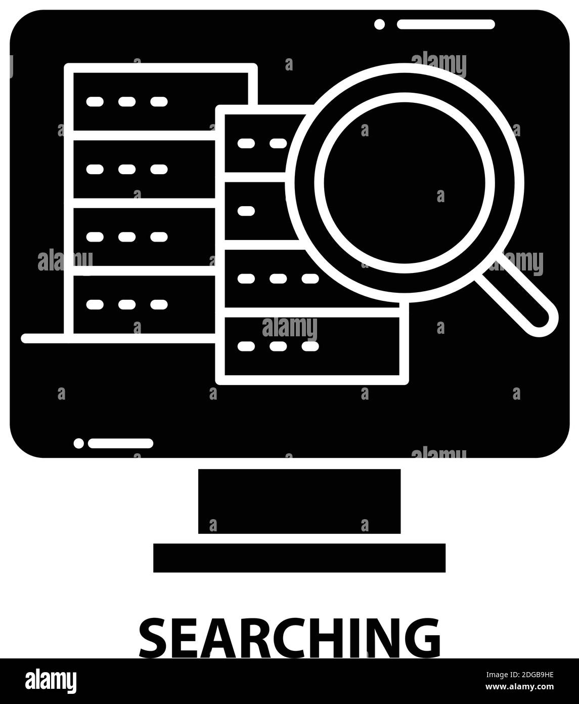 searching icon, black vector sign with editable strokes, concept ...
