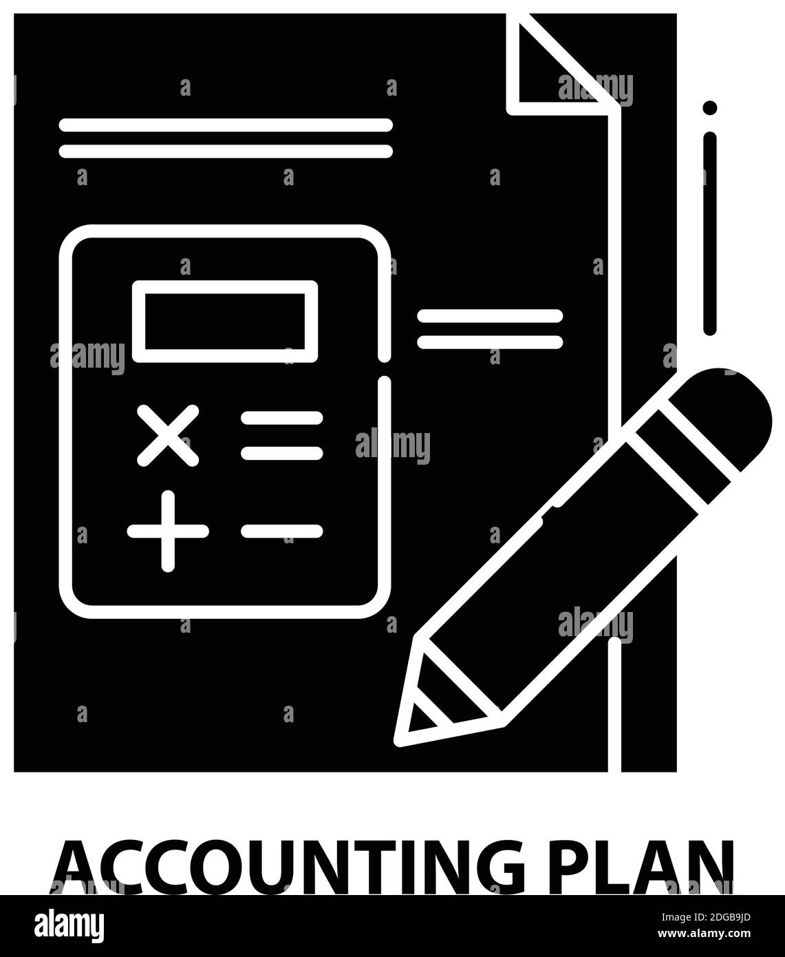 accounting plan icon, black vector sign with editable strokes, concept ...