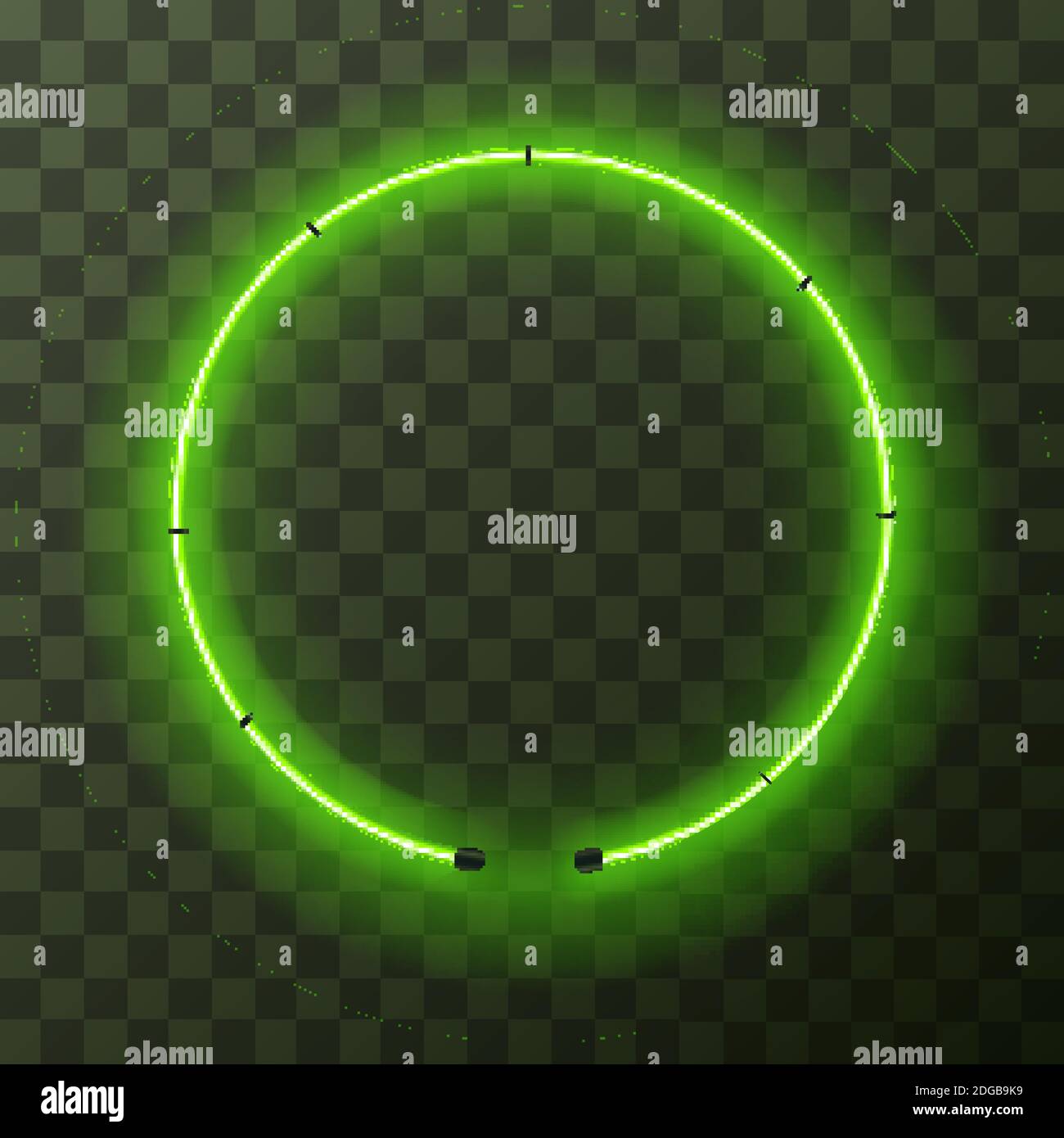 Green neon round frame, template on transparent background Stock Vector ...