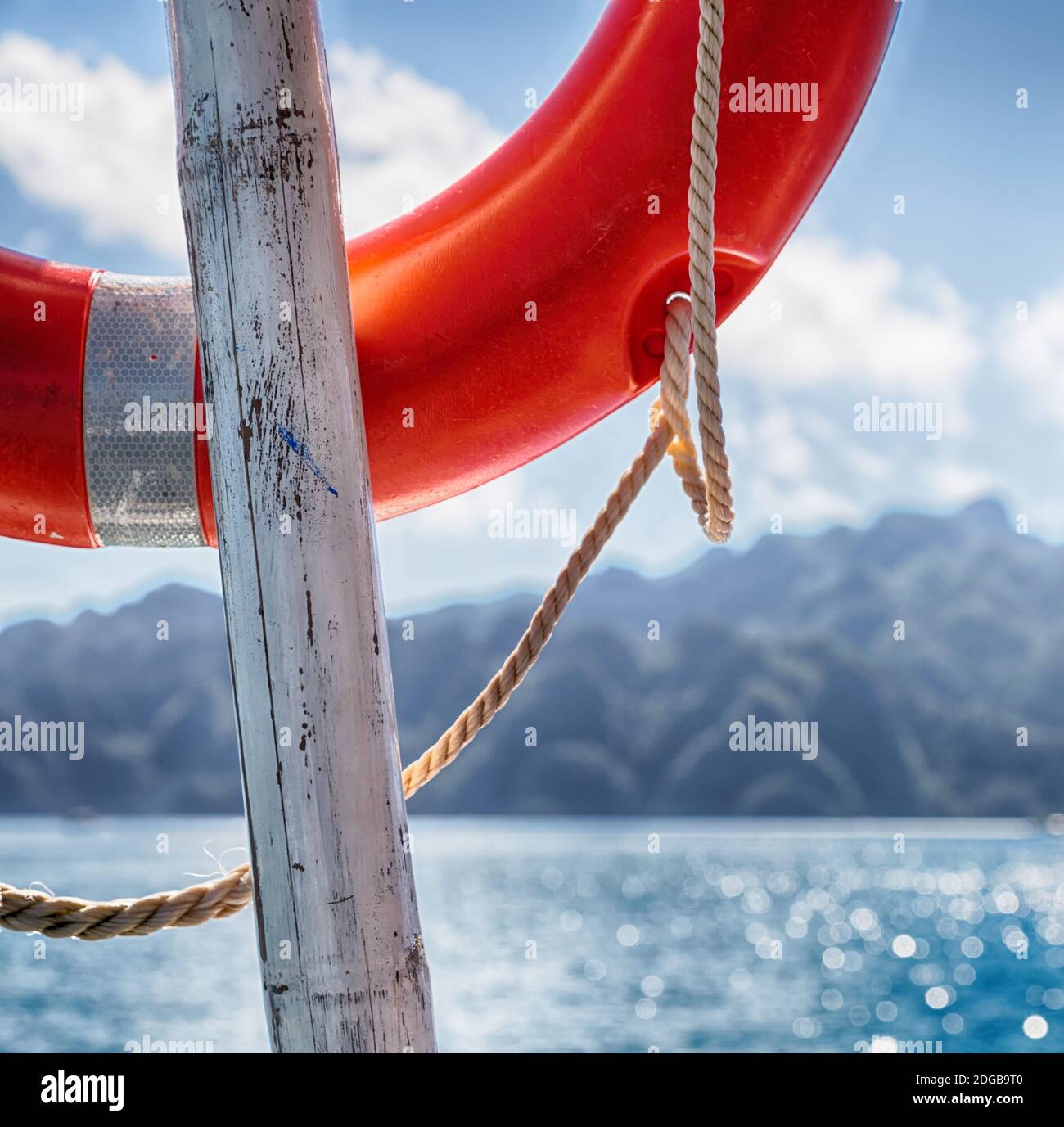 A buoy in boat neat the pacific ocean bokeh Stock Photo - Alamy