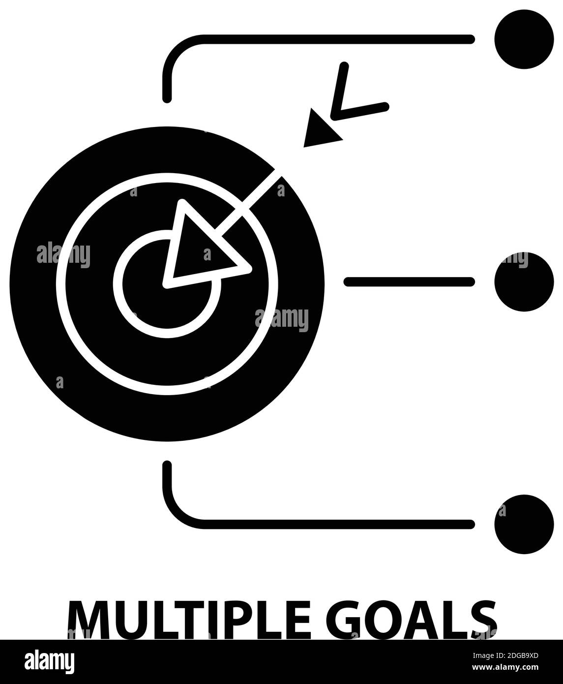multiple goals icon, black vector sign with editable strokes, concept ...