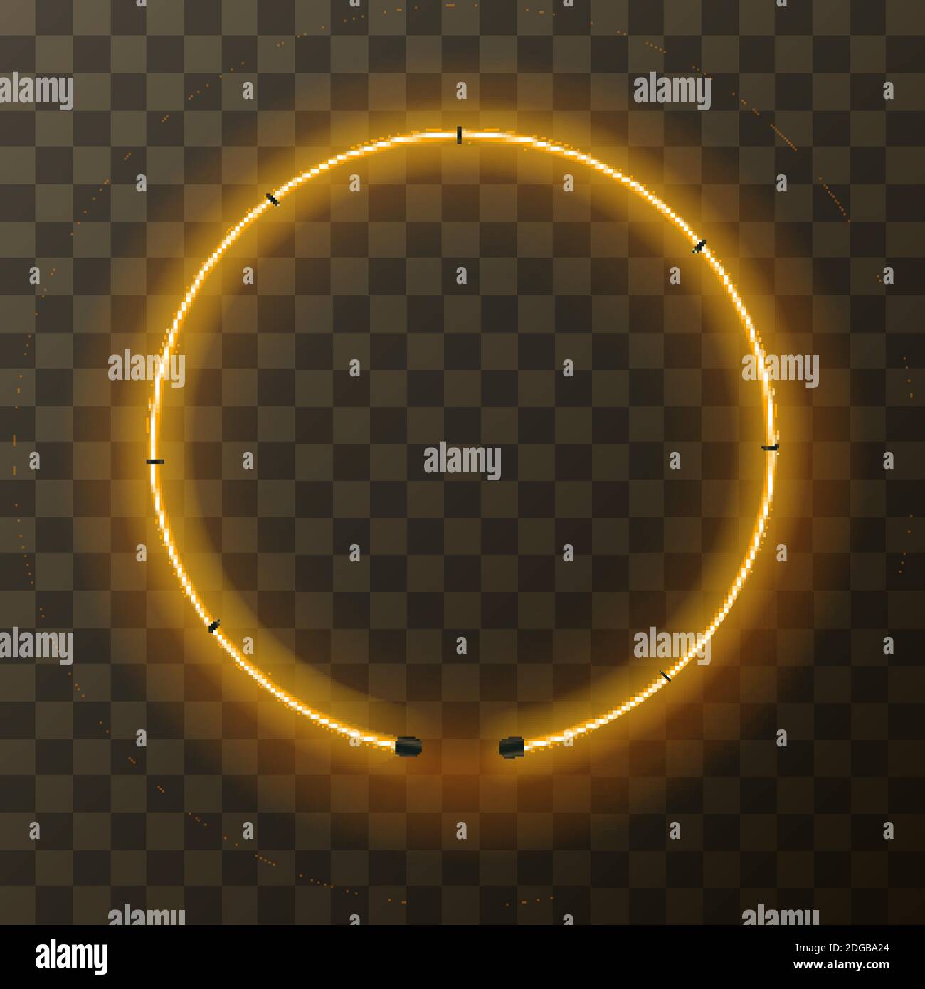 Yellow neon round frame, template on transparent background Stock ...