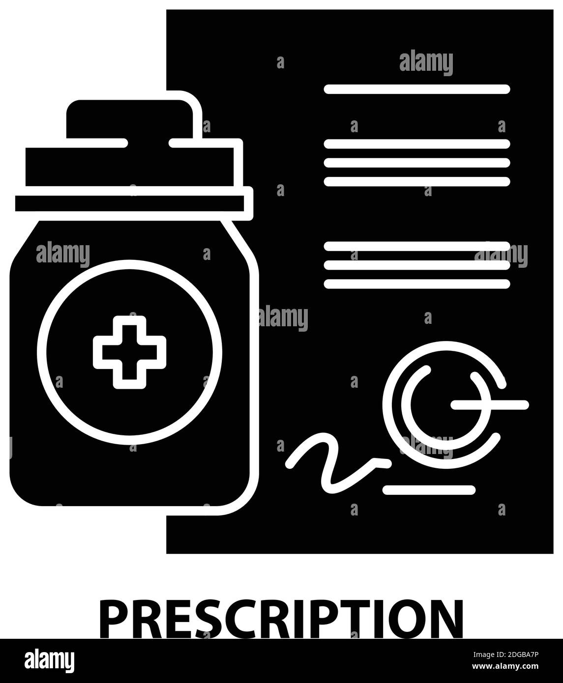 prescription icon, black vector sign with editable strokes, concept ...