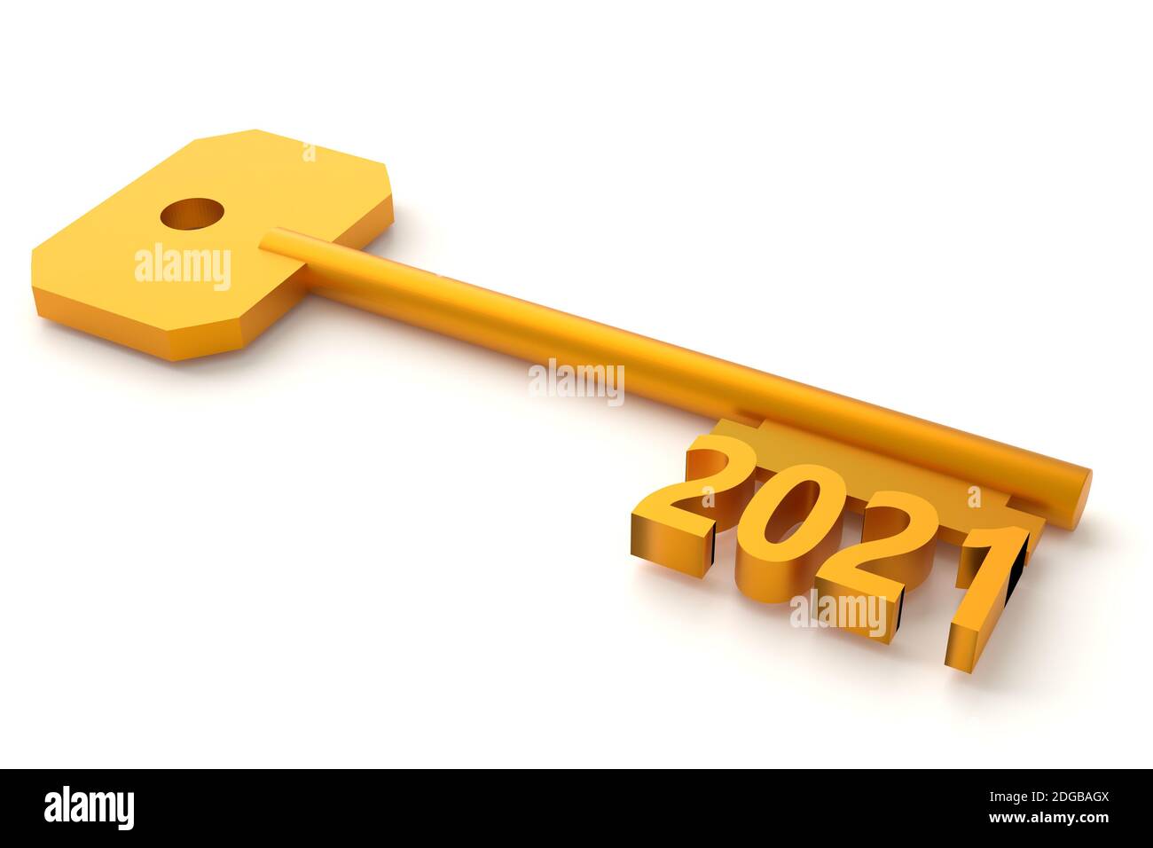 Concept key with new year 2021 isolated on white. 3d rendering Stock ...