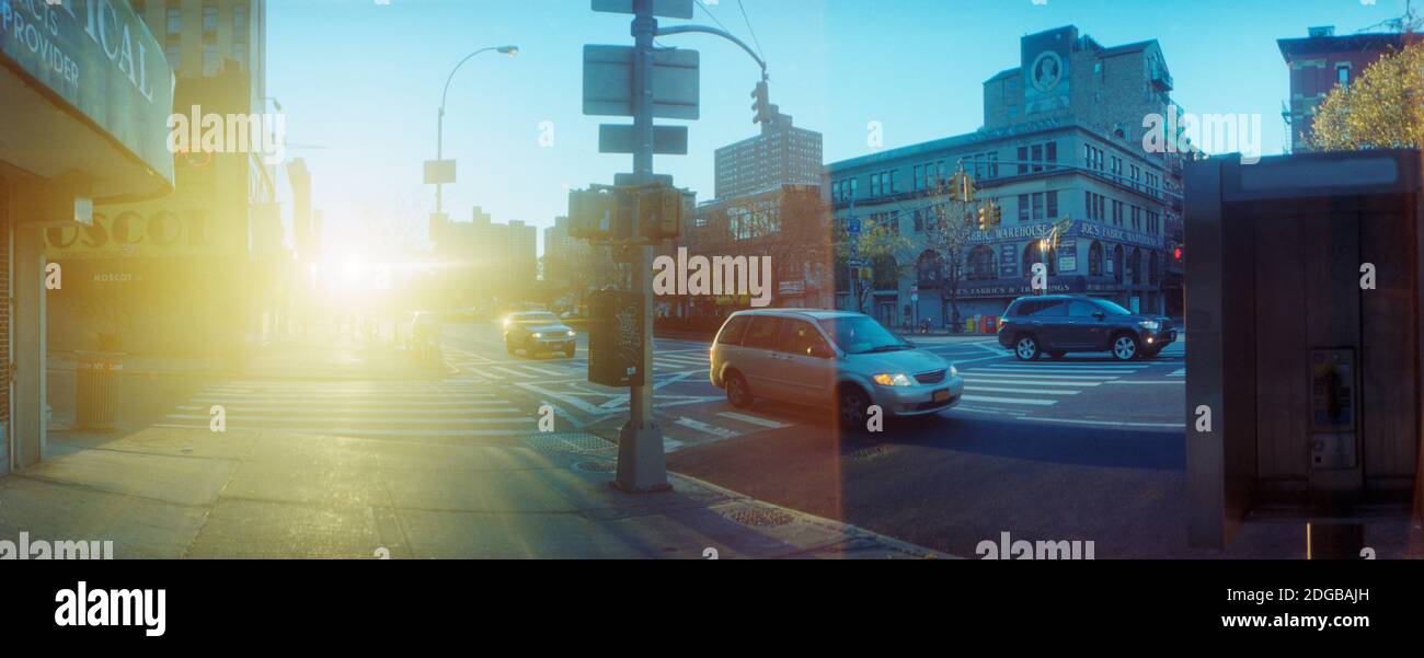 Delancey Street at sunrise, Lower East Side, Manhattan, New York City ...
