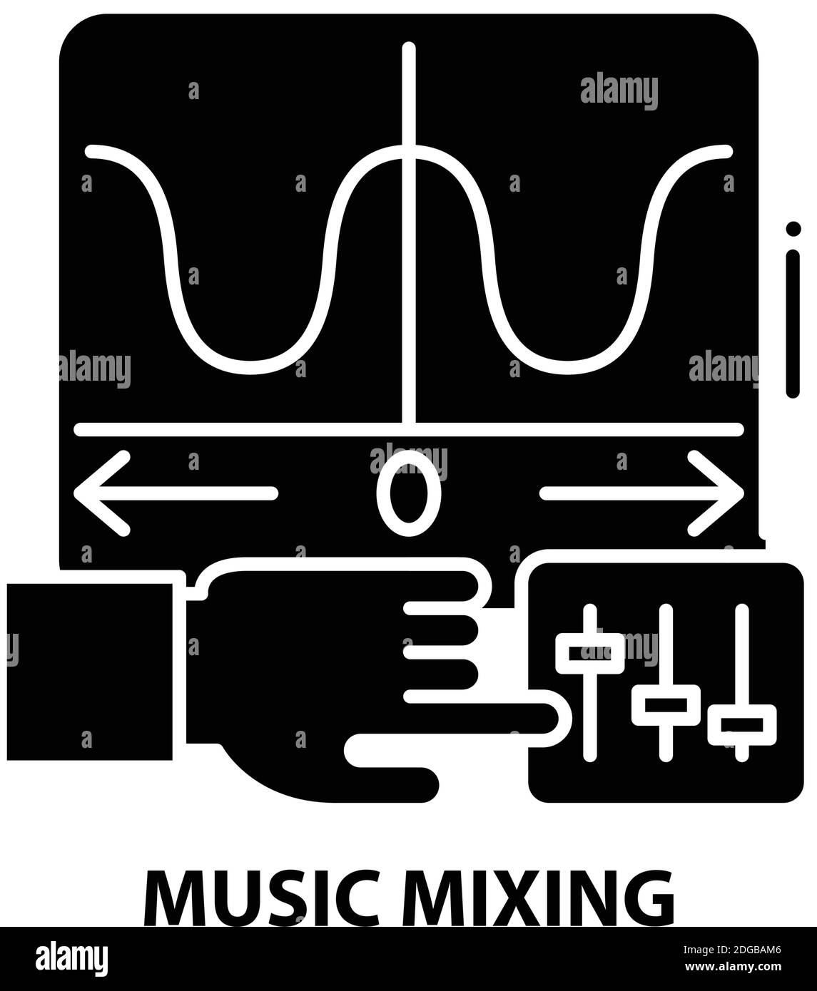music mixing icon, black vector sign with editable strokes, concept ...