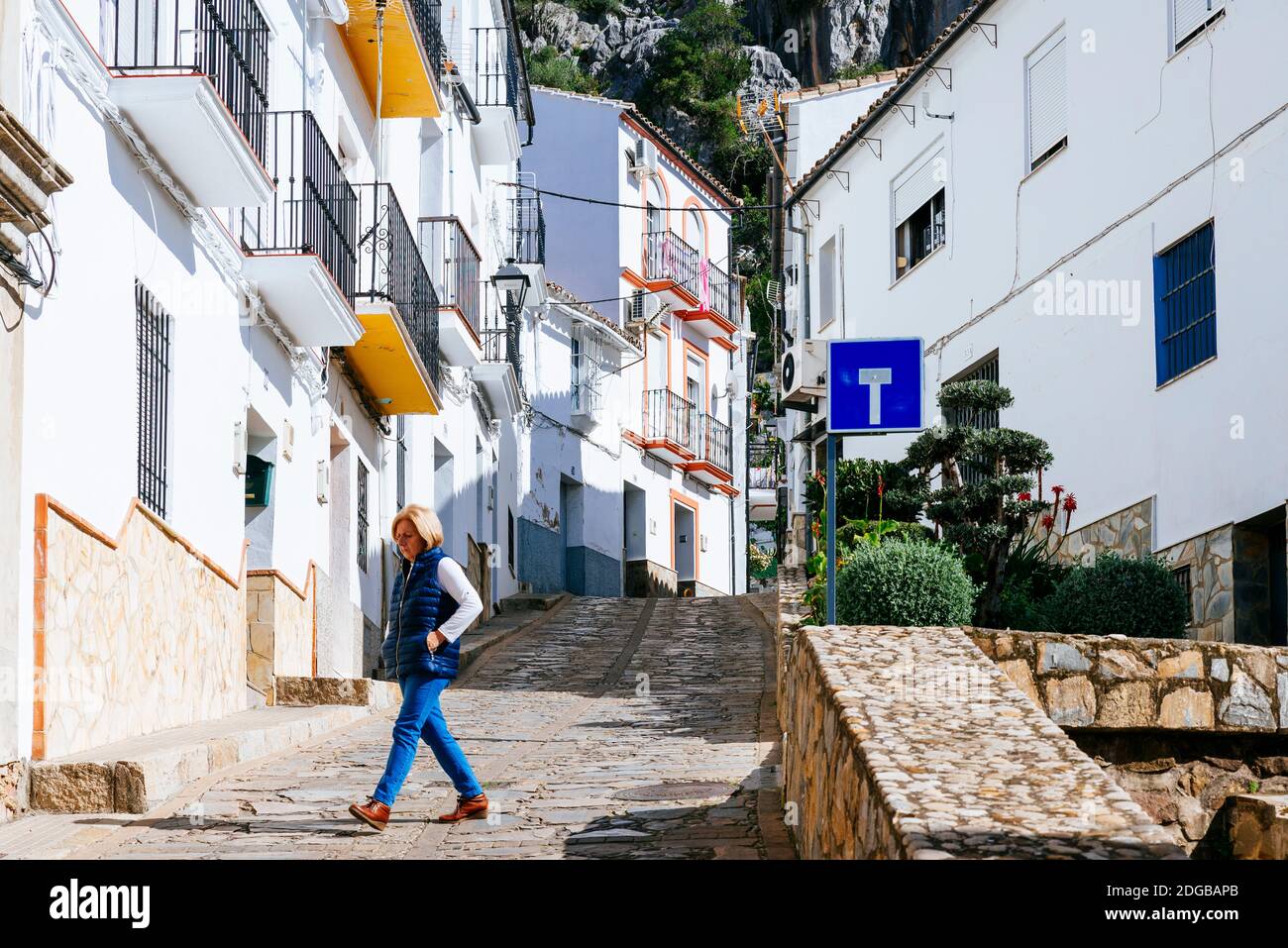 Typical narrow and steep street. Ubrique, Cádiz, Andalucia, Spain ...