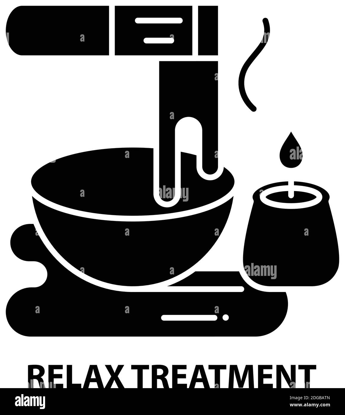 relax treatment icon, black vector sign with editable strokes, concept ...