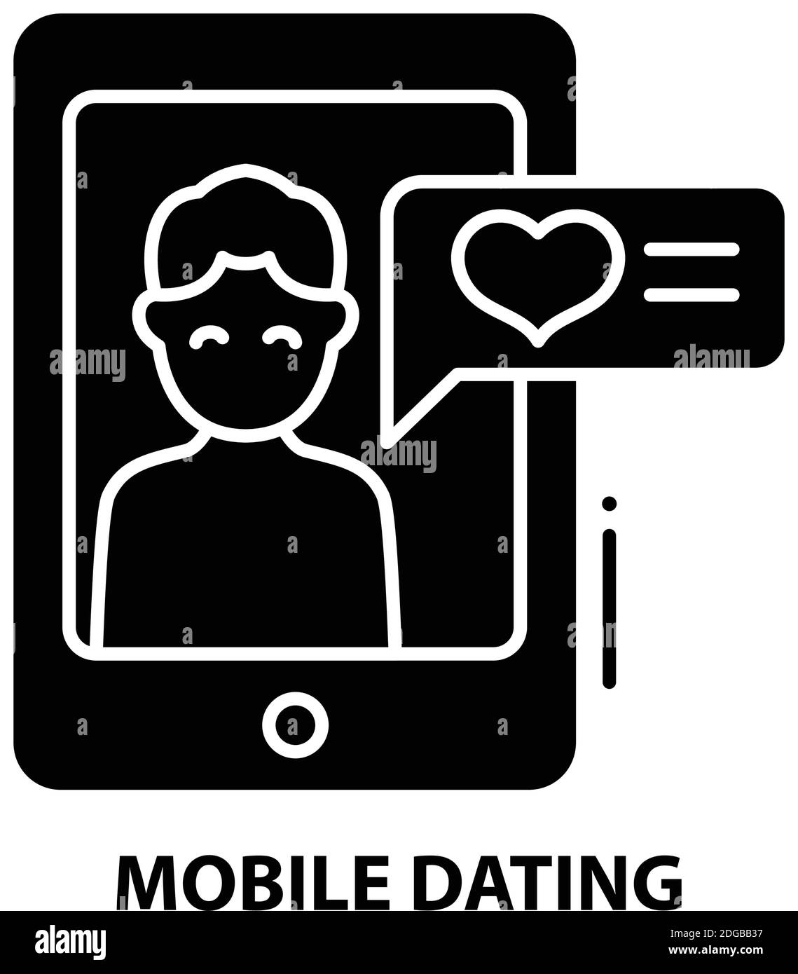mobile dating icon, black vector sign with editable strokes, concept ...