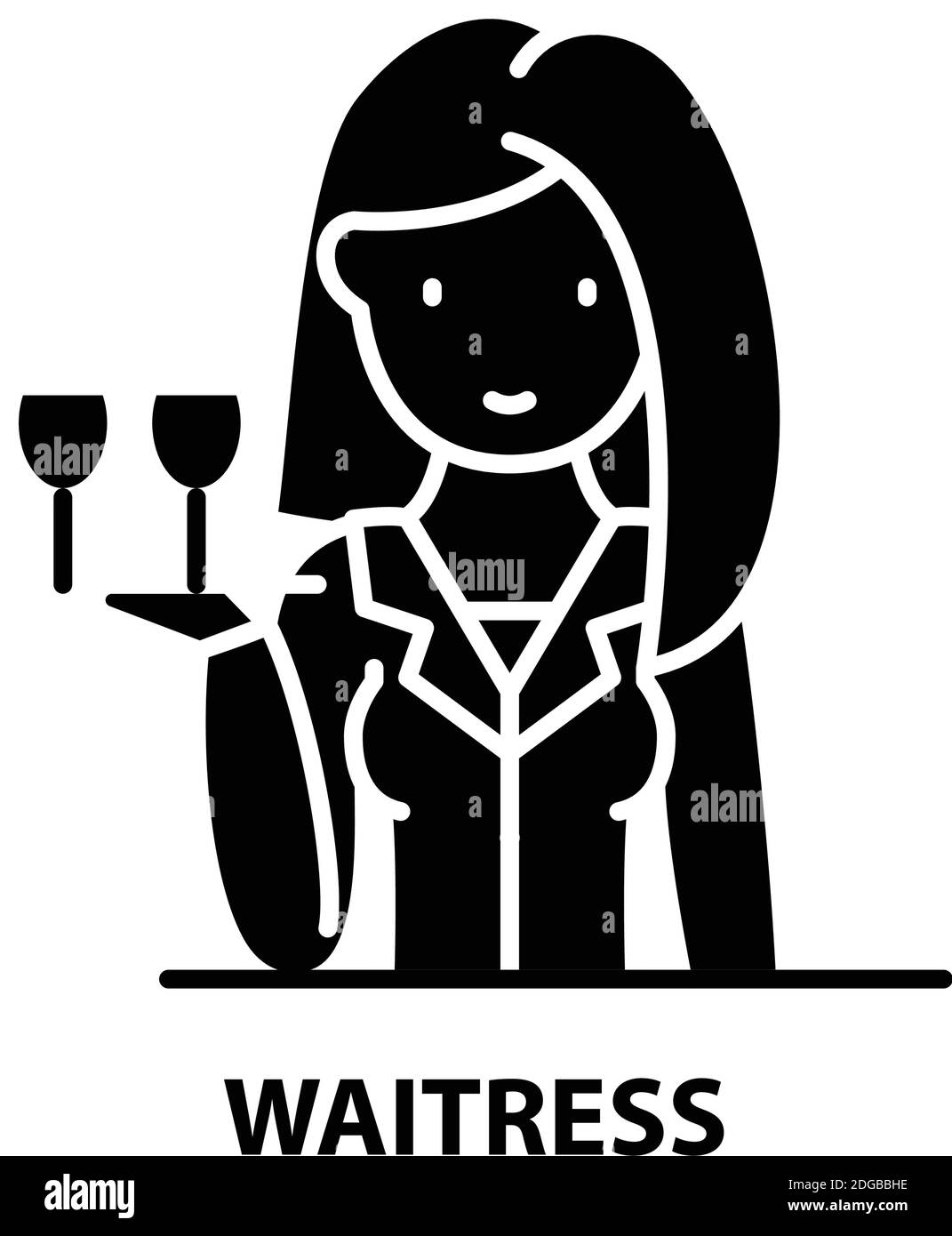 waitress icon, black vector sign with editable strokes, concept ...