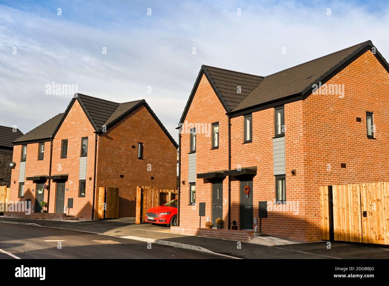 Cardiff, Wales - December 2020: Exterior view of semi-detached houses ...