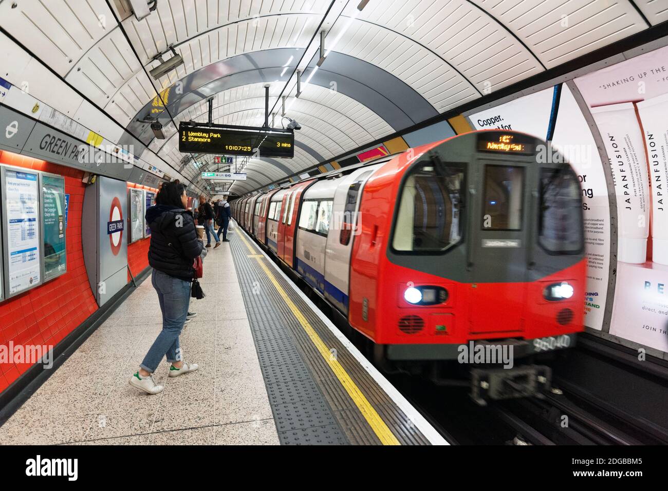 London, United Kingdom - May 12, 2019 Interior view of the Underground ...