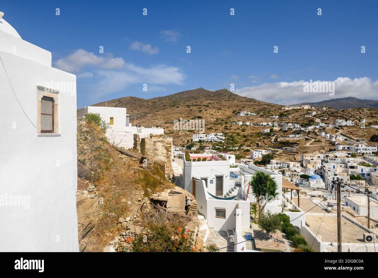 Traditional white Greek architecture of Ios Island. Cyclades Islands ...