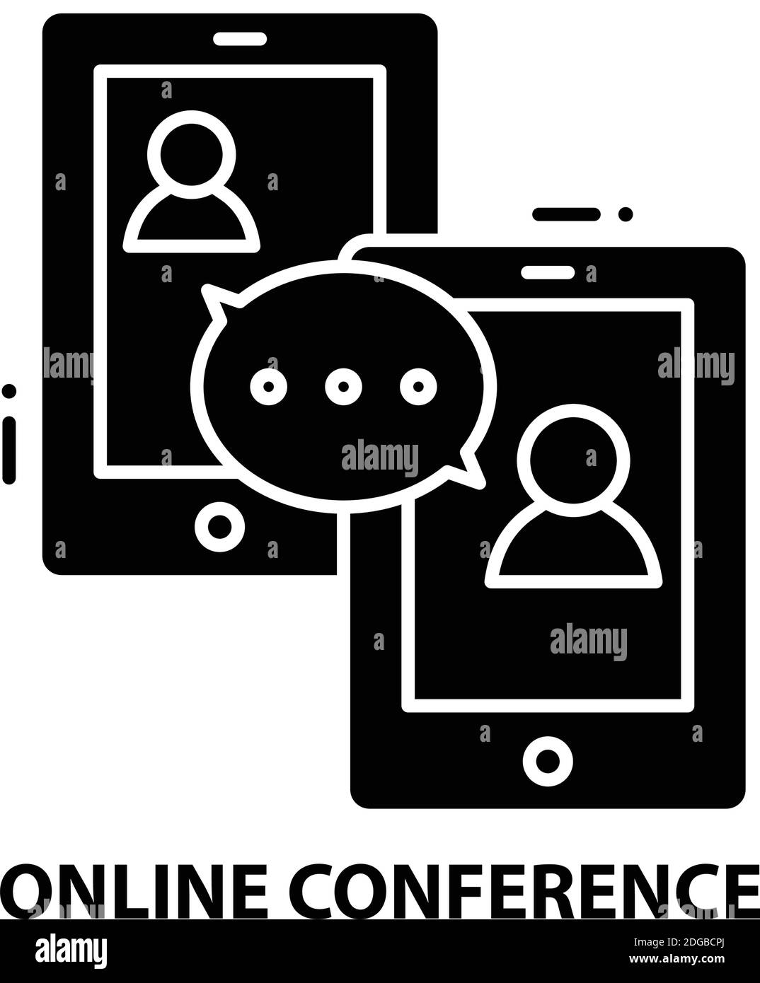 online conference symbol icon, black vector sign with editable strokes ...