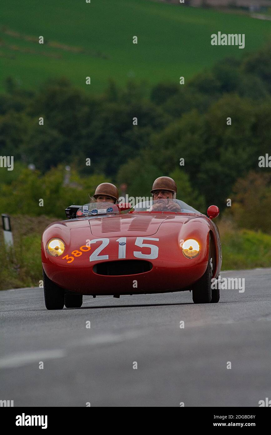CAGLI , ITALY - OTT 24 - 2020 : OSCA S187/750 1956 on an old racing car ...