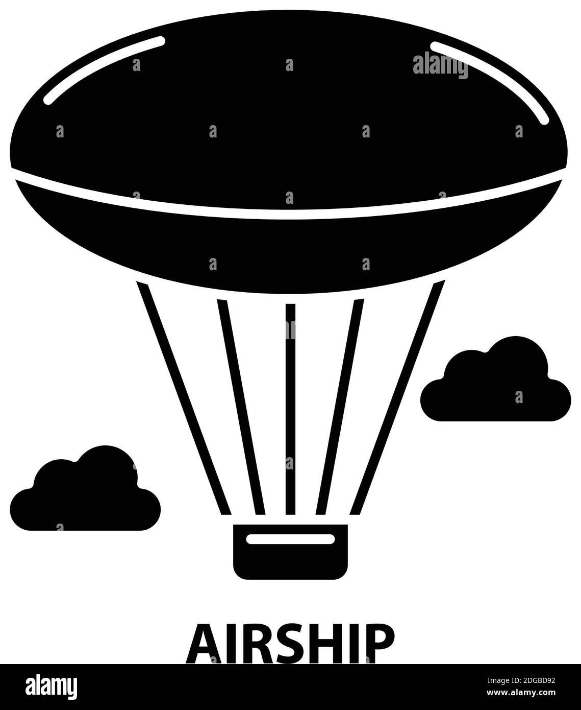 airship icon, black vector sign with editable strokes, concept ...