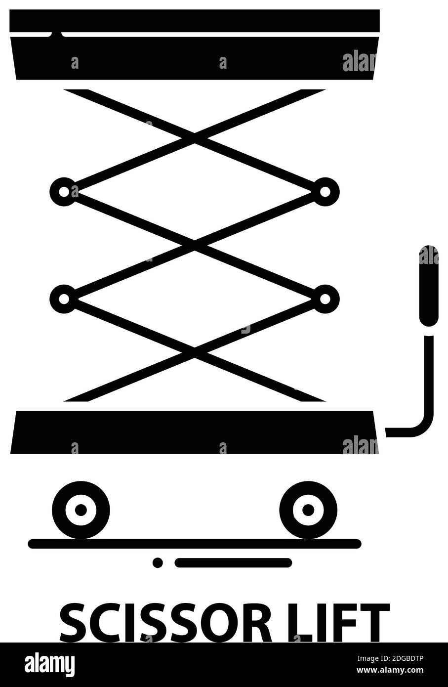 scissor lift symbol icon, black vector sign with editable strokes ...