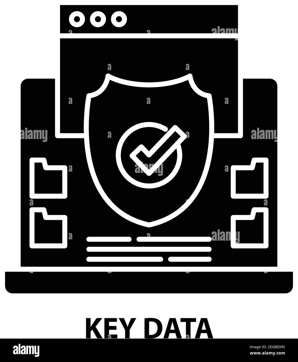 key data icon, black vector sign with editable strokes, concept ...