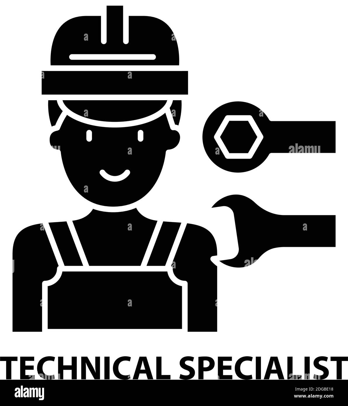 technical specialist icon, black vector sign with editable strokes ...