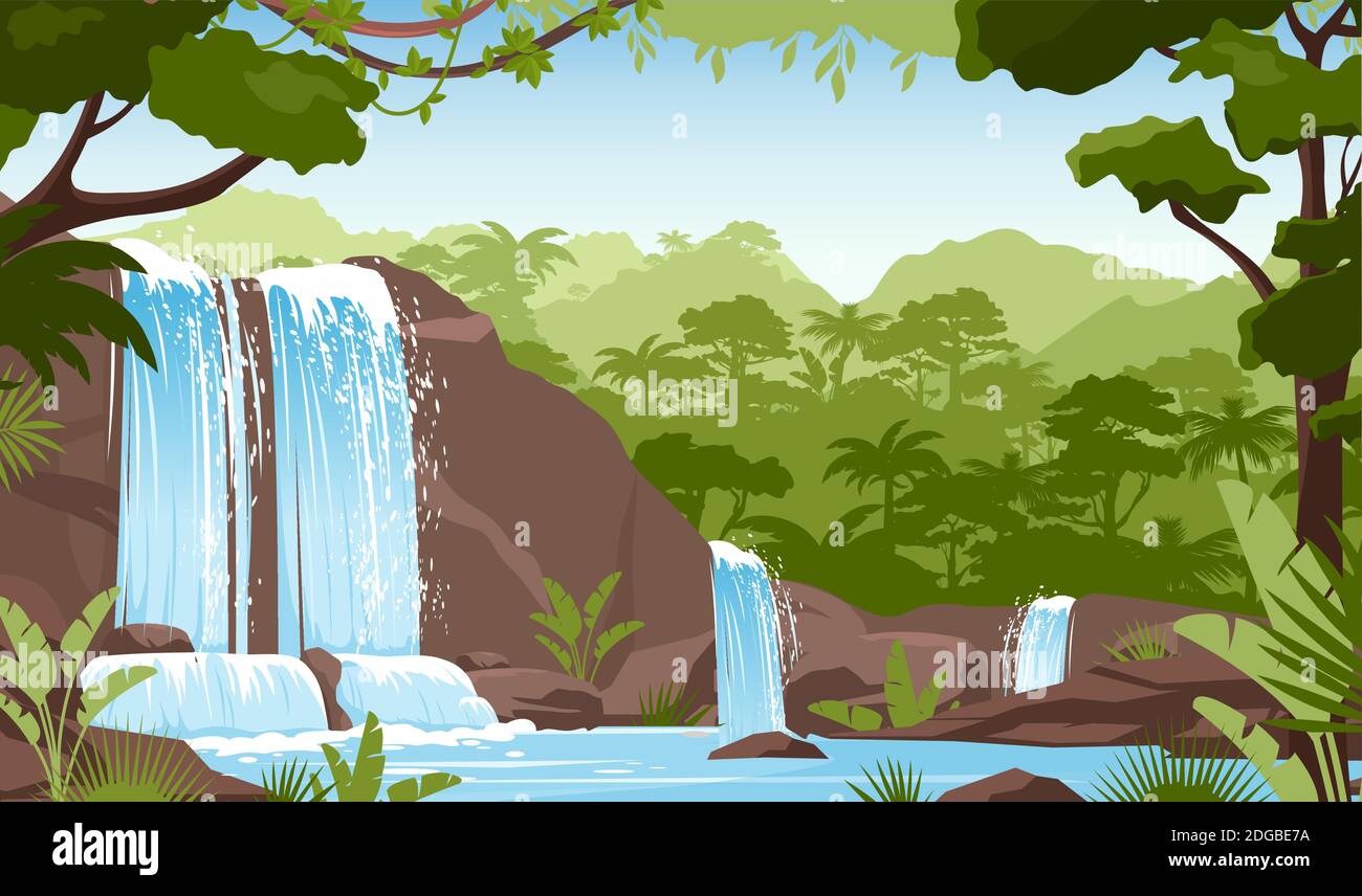 Water stream falling in waterfall Stock Vector Images - Alamy