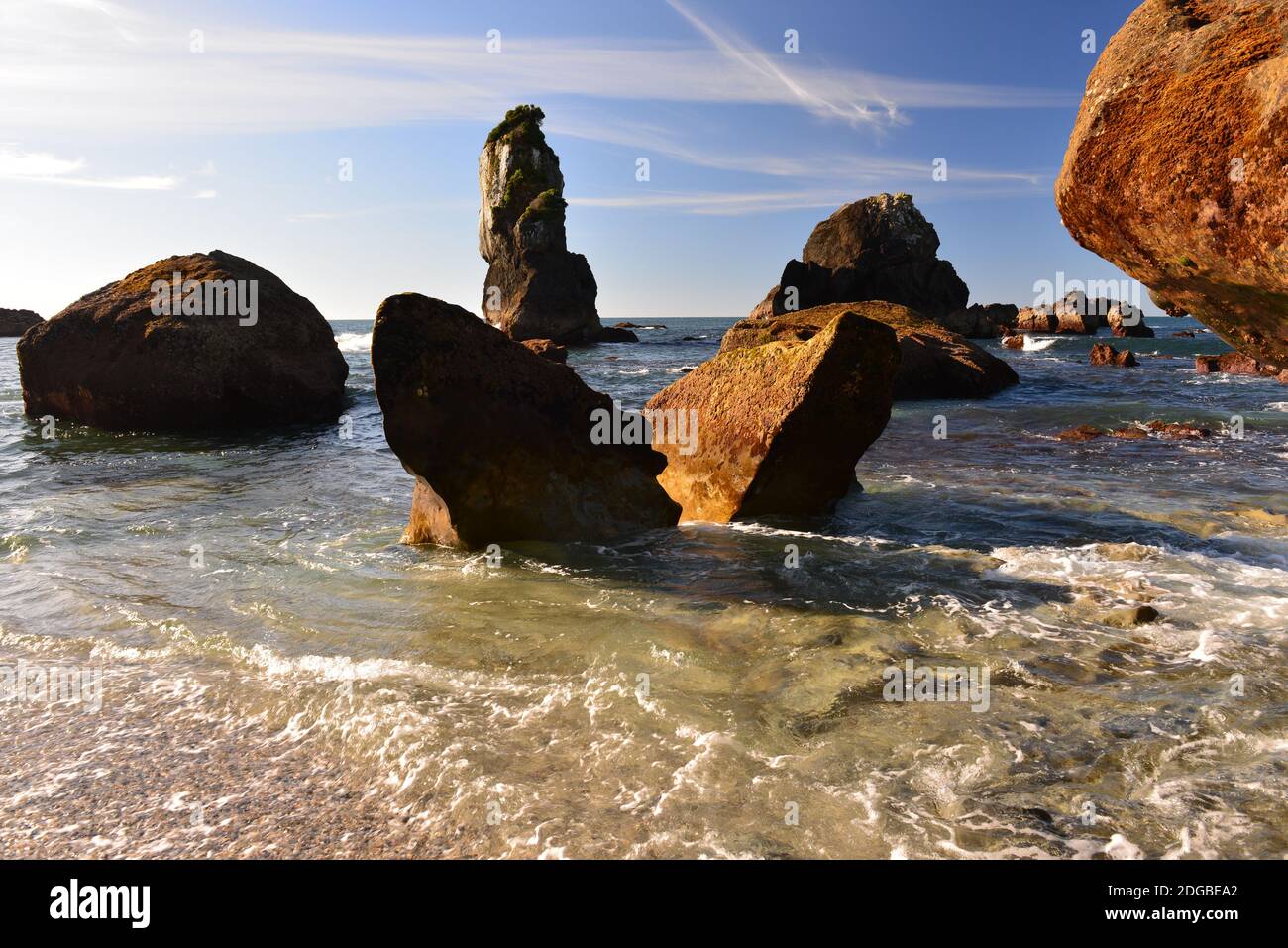 Rock formations on Monro Beach New Zealand Stock Photo - Alamy
