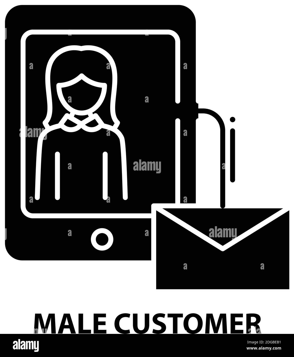 male customer icon, black vector sign with editable strokes, concept ...