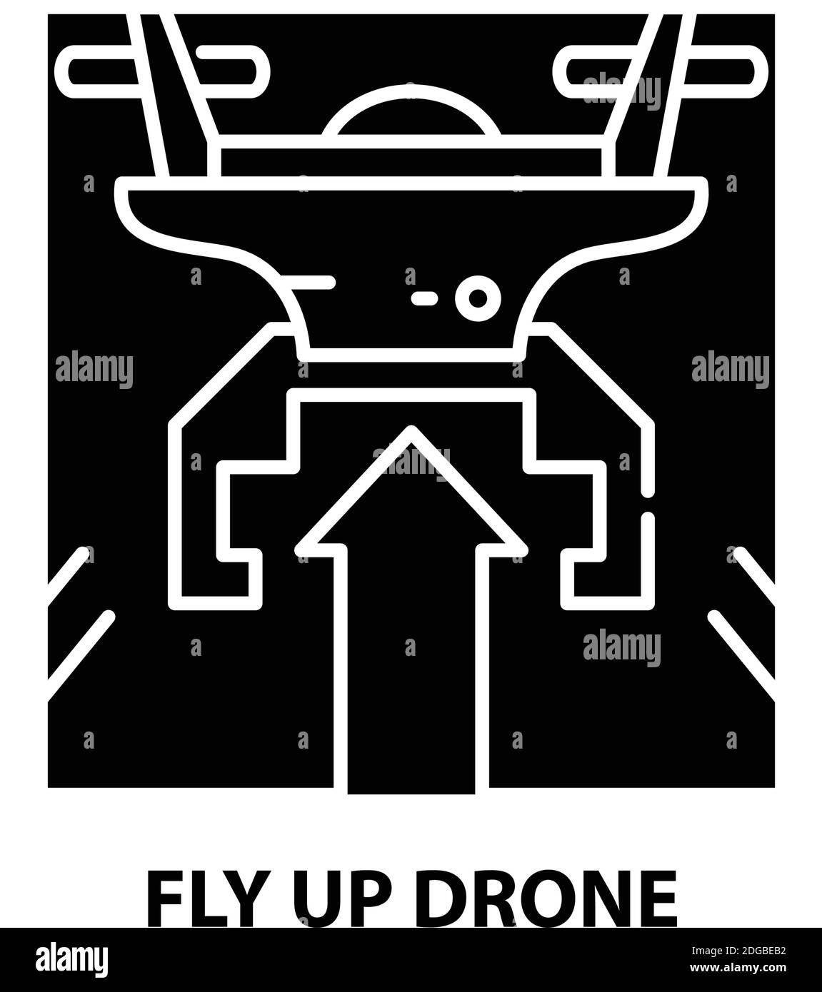 fly up drone icon, black vector sign with editable strokes, concept ...