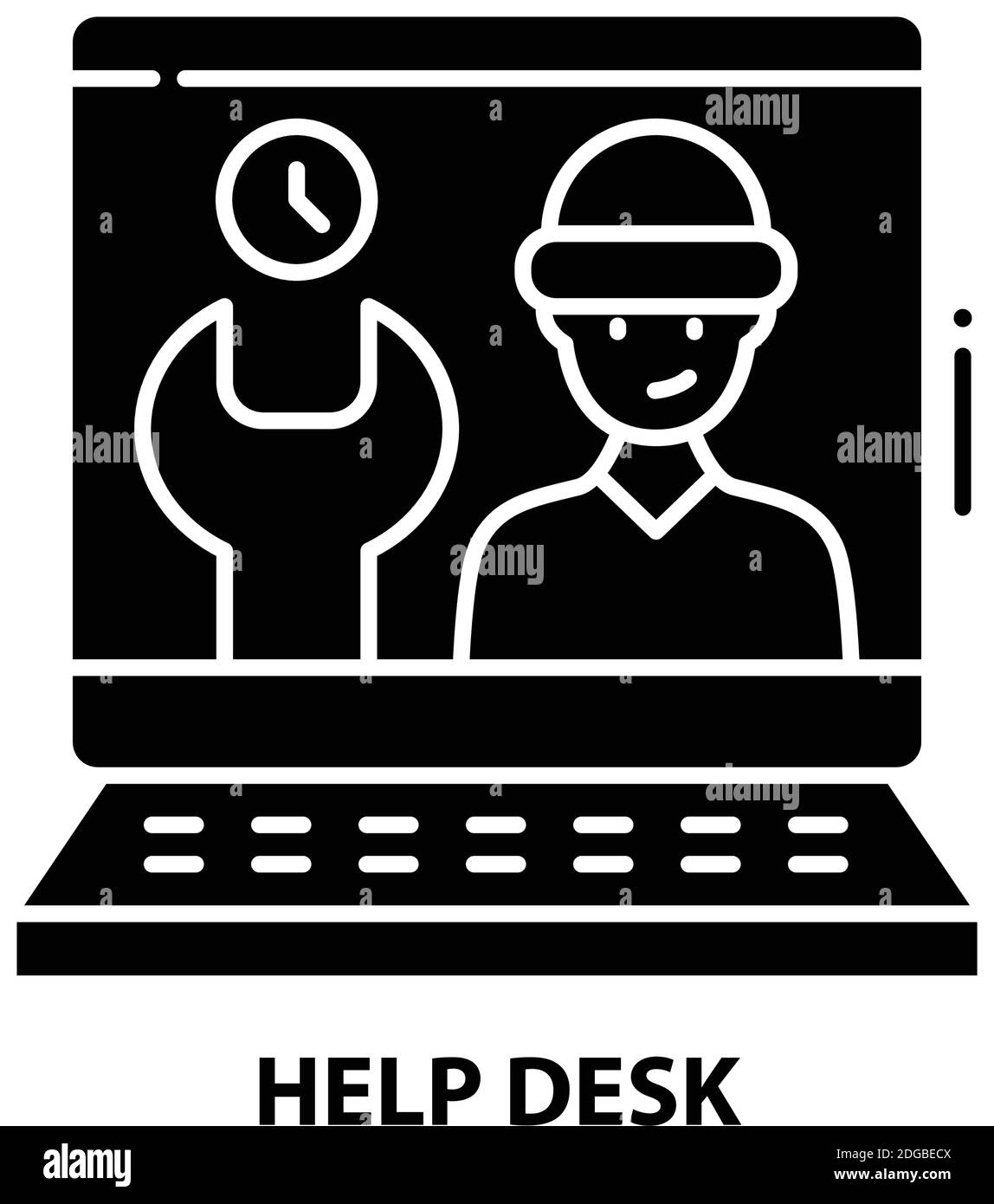 help desk icon, black vector sign with editable strokes, concept ...
