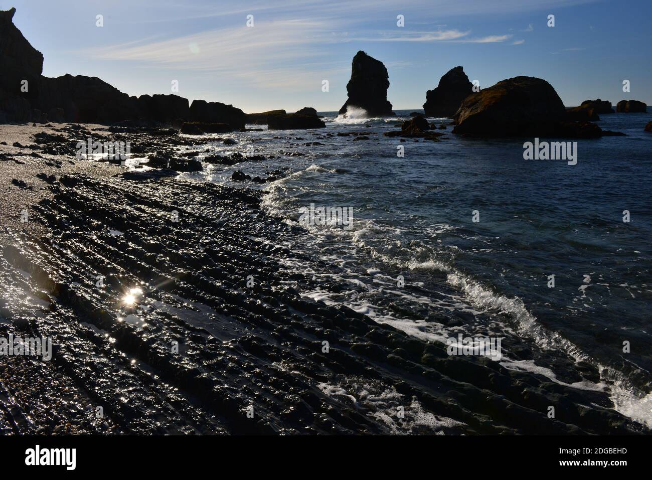 Rock formations on Monro Beach New Zealand Stock Photo - Alamy