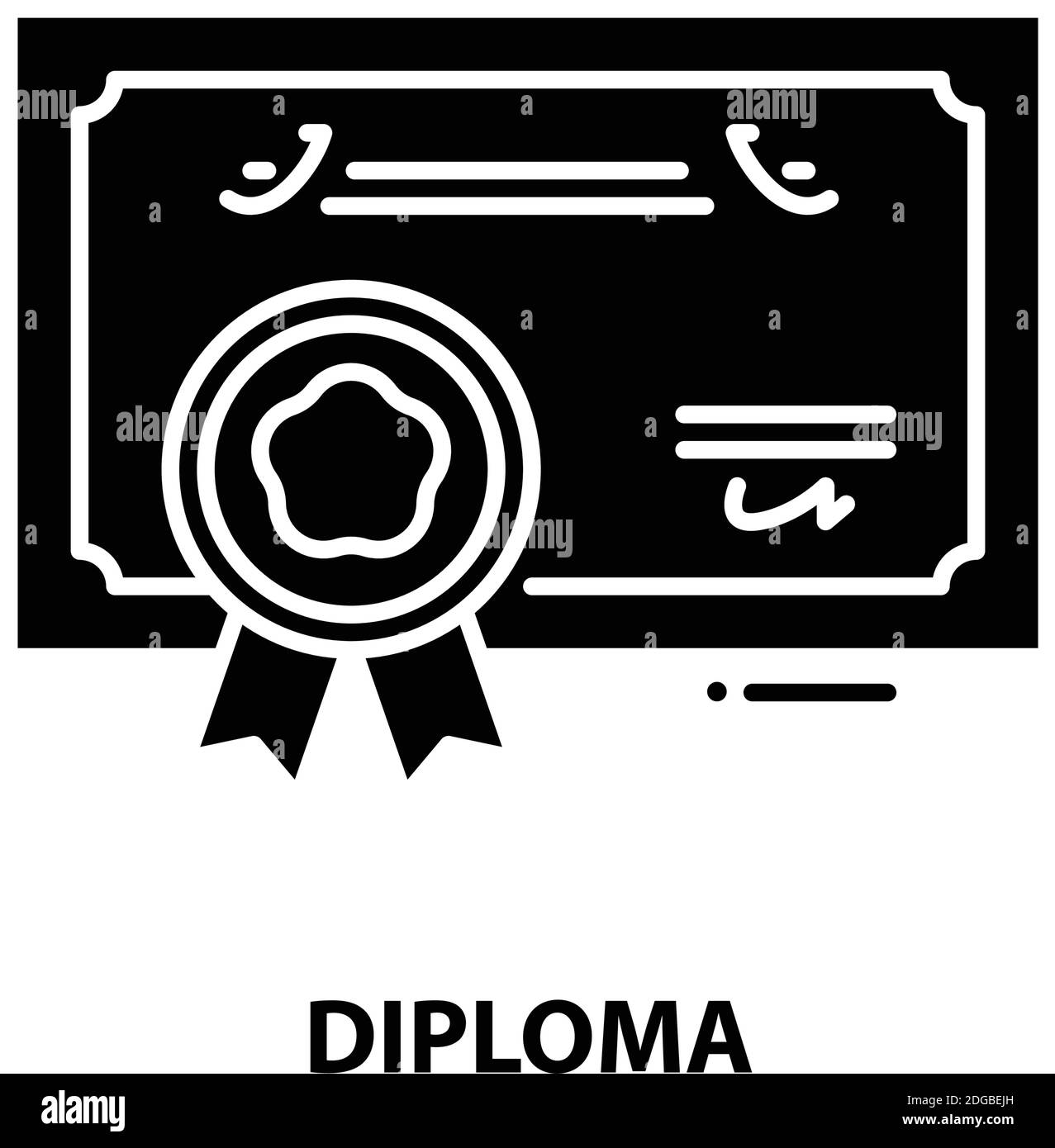diploma sign icon, black vector sign with editable strokes, concept ...