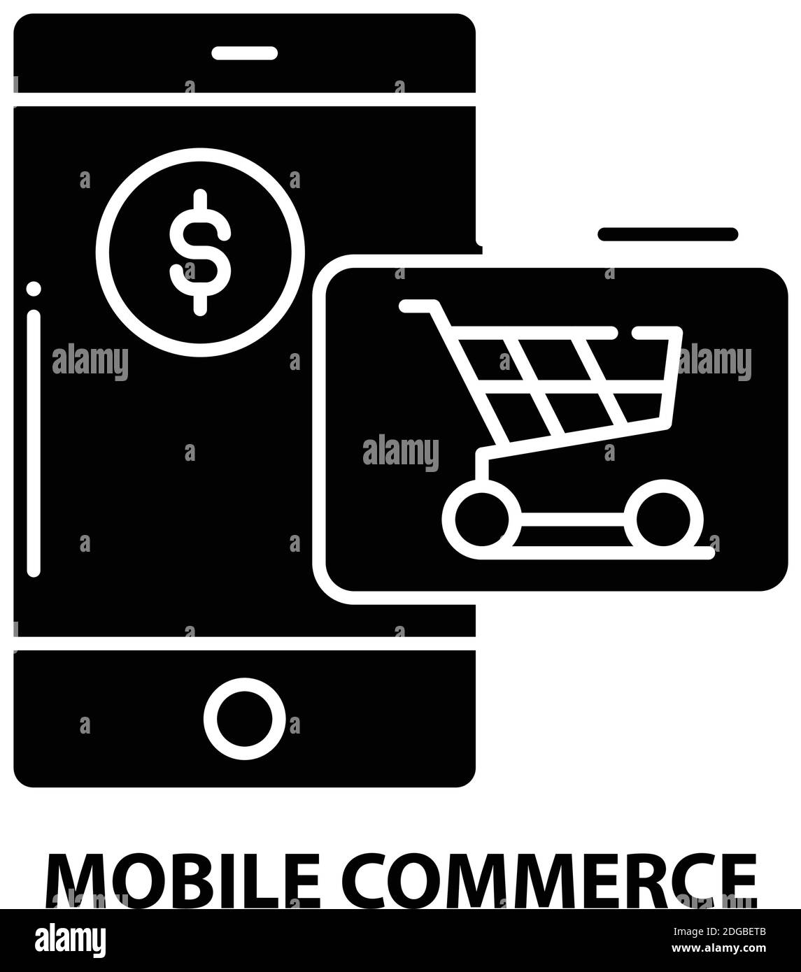 mobile commerce icon, black vector sign with editable strokes, concept ...