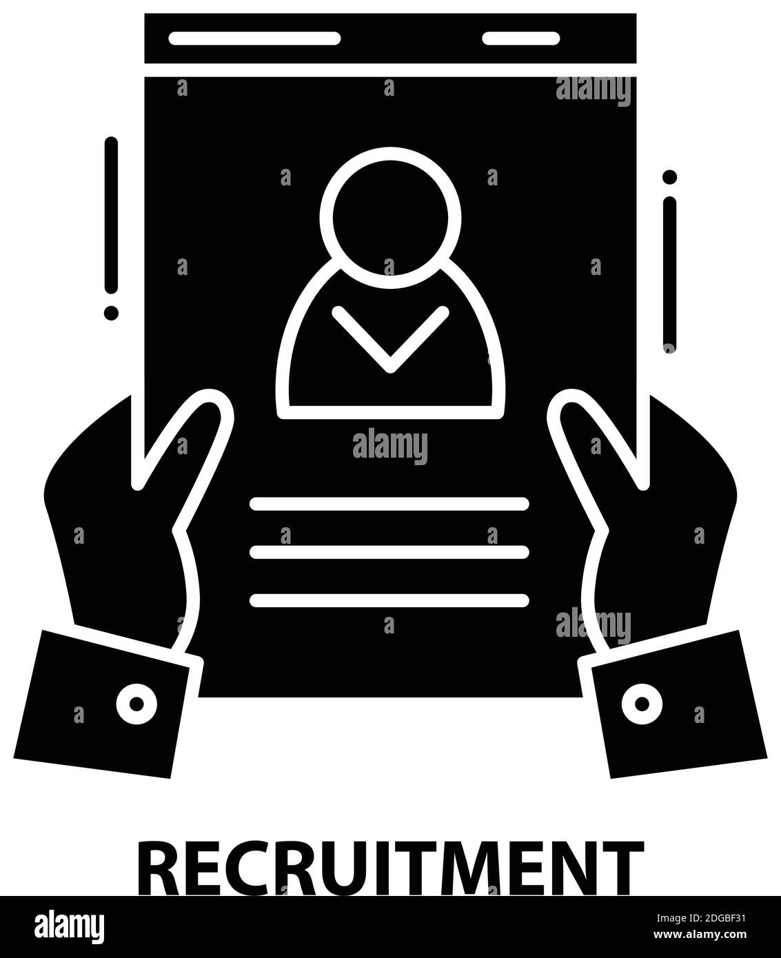 recruitment icon, black vector sign with editable strokes, concept ...