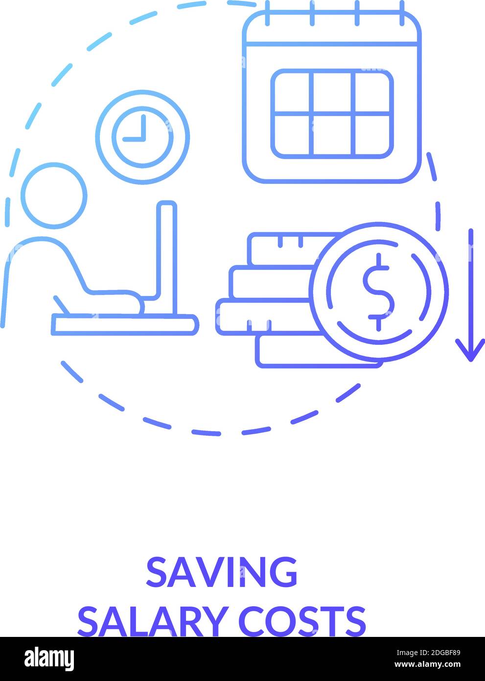 Saving salary costs blue gradient concept icon Stock Vector Image & Art ...
