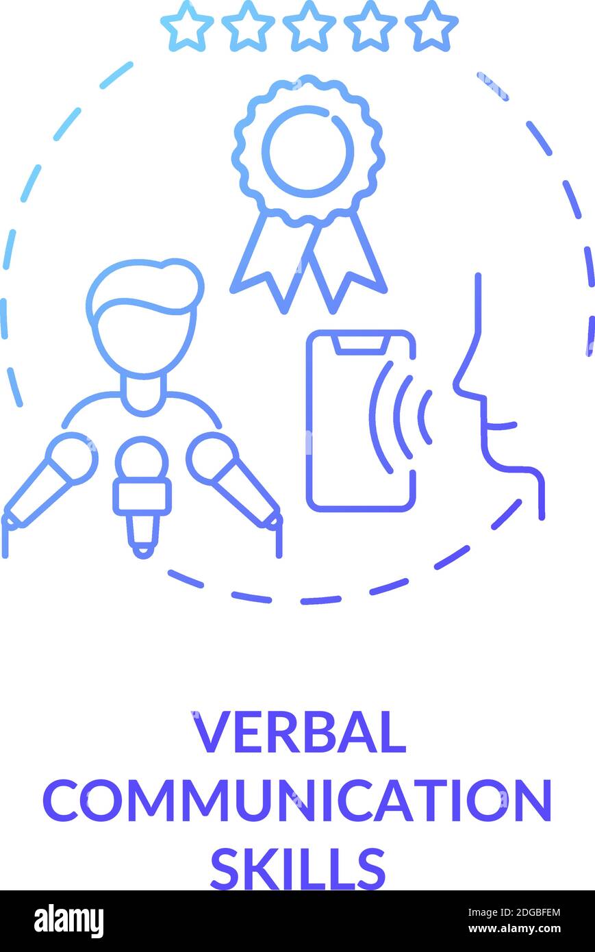 Verbal communication skills blue gradient concept icon Stock Vector ...