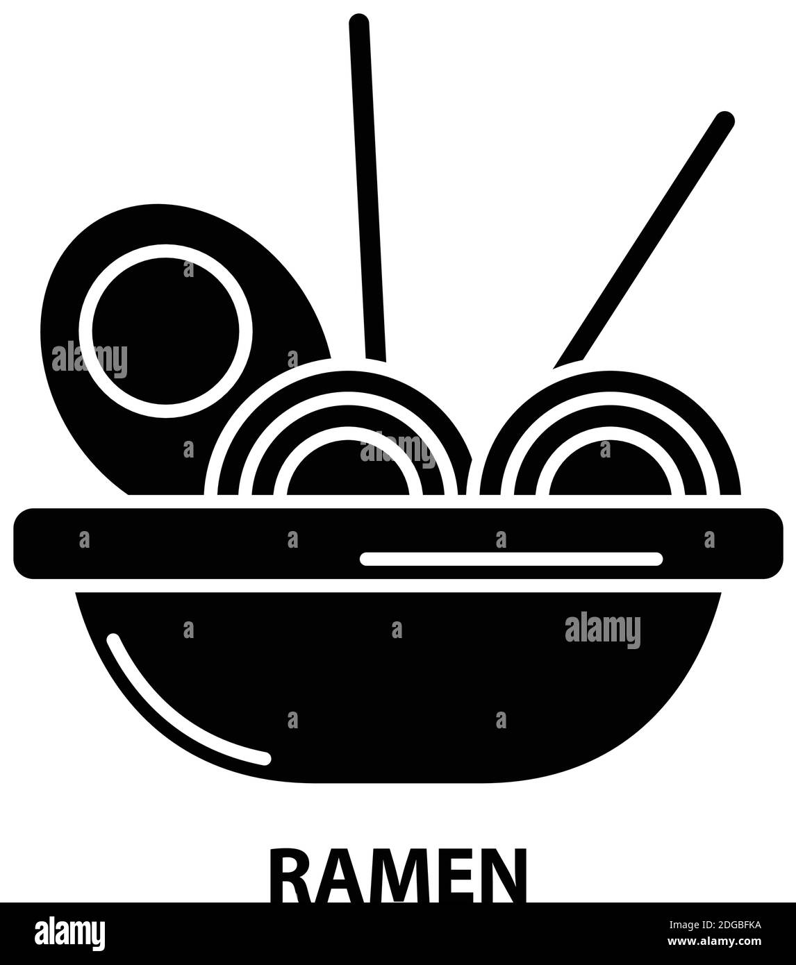 ramen icon, black vector sign with editable strokes, concept ...