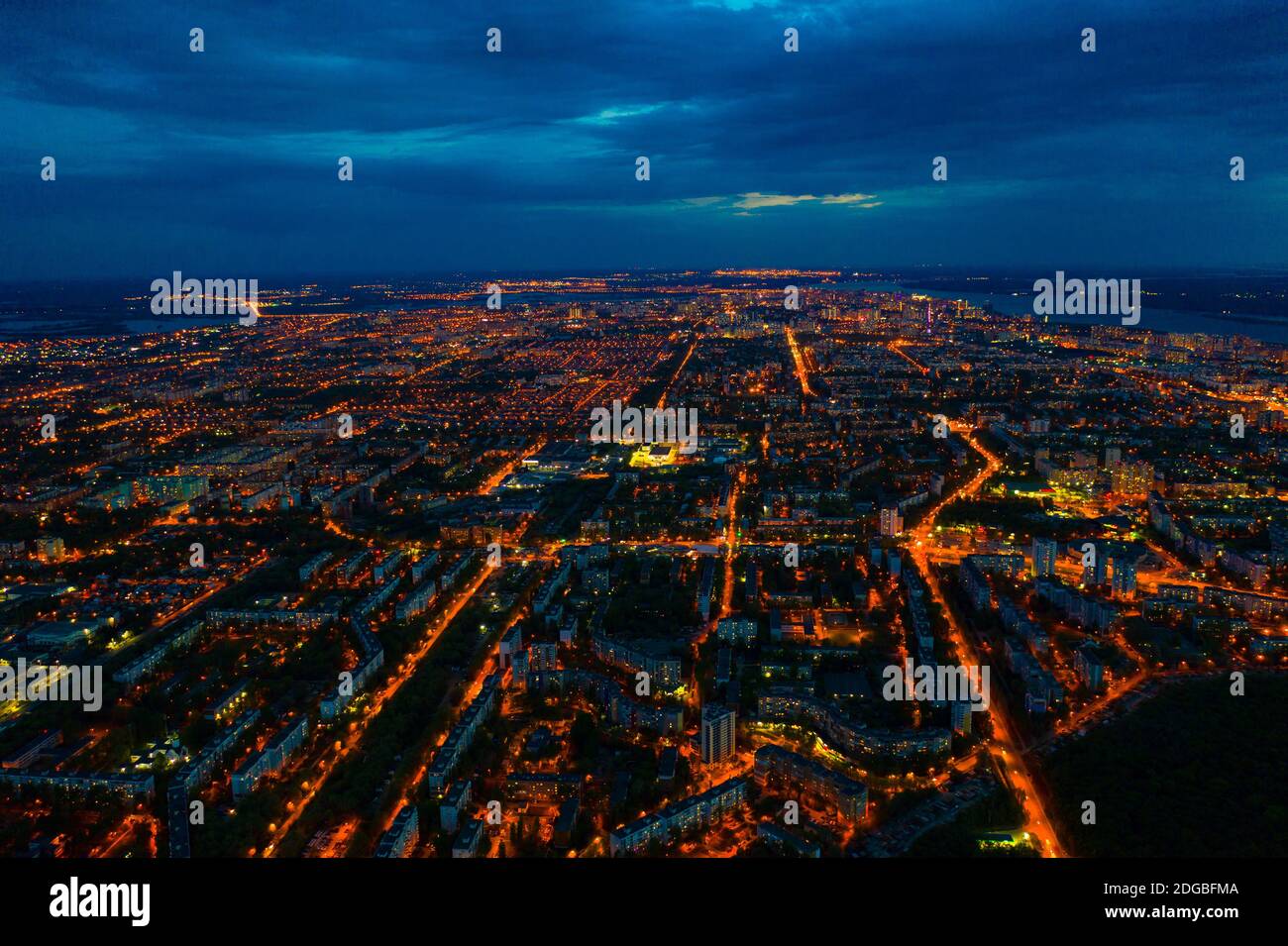 Big city at night, panorama on buildings aerial view Stock Photo - Alamy