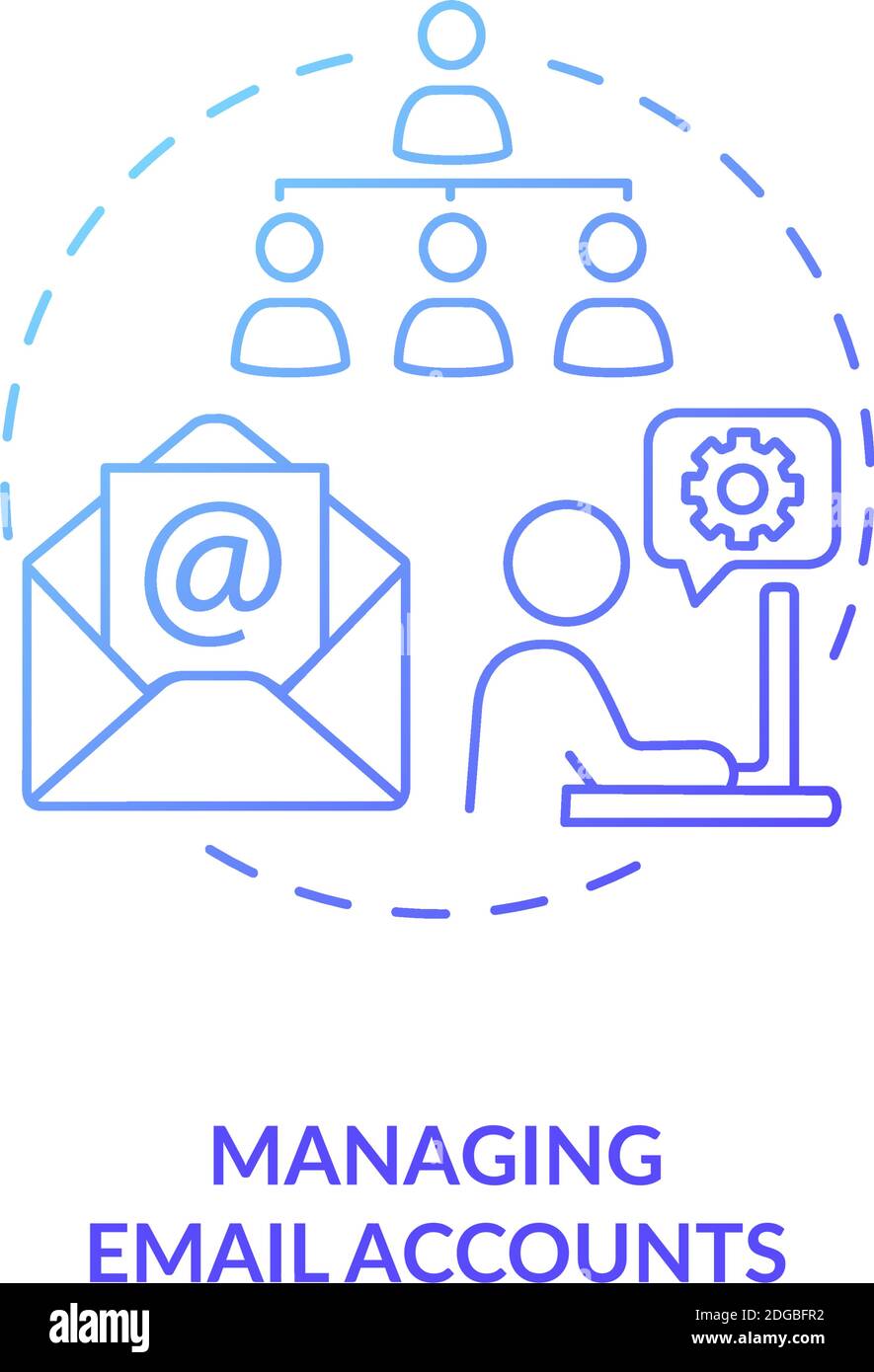 Managing email accounts blue gradient concept icon Stock Vector Image ...